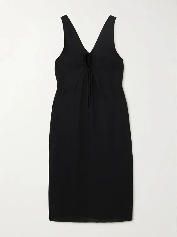 DEIJI STUDIOS Cutout Linen Midi Dress