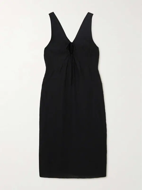 DEIJI STUDIOS Cutout Linen Midi Dress