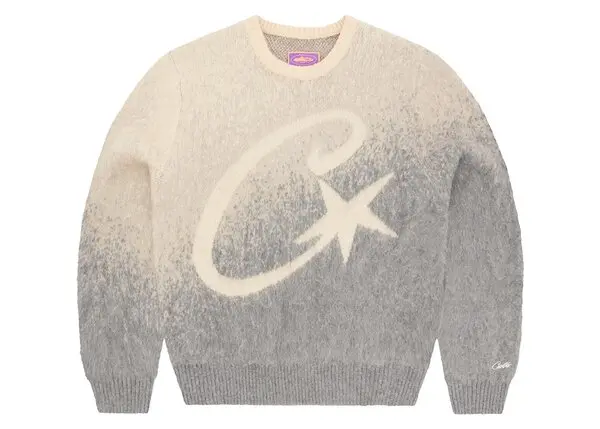 Corteiz C Star Gradient Mohair Knit Sweater - Grey | Editorialist