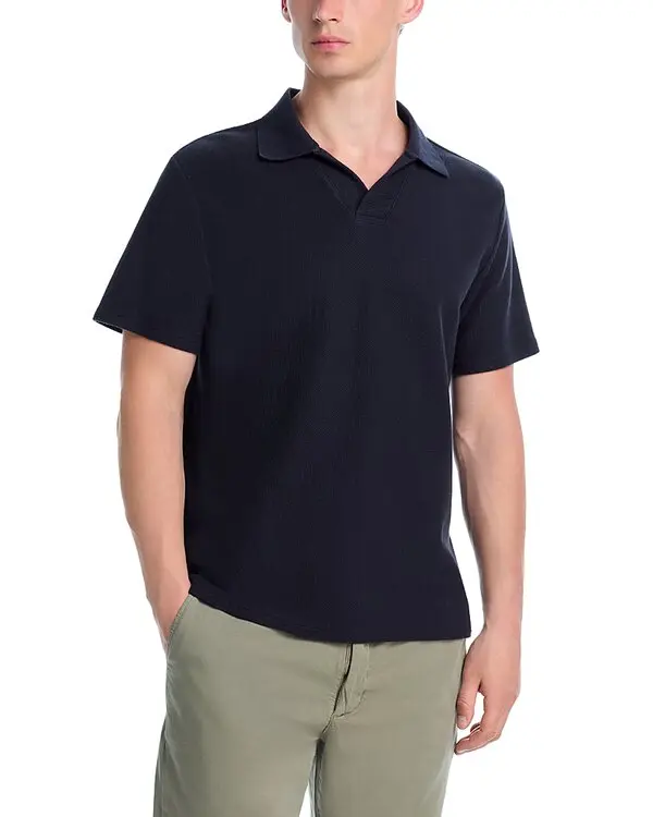 FRAME Jacquard Short Sleeve Open Collar Polo Shirt - Dark Navy
