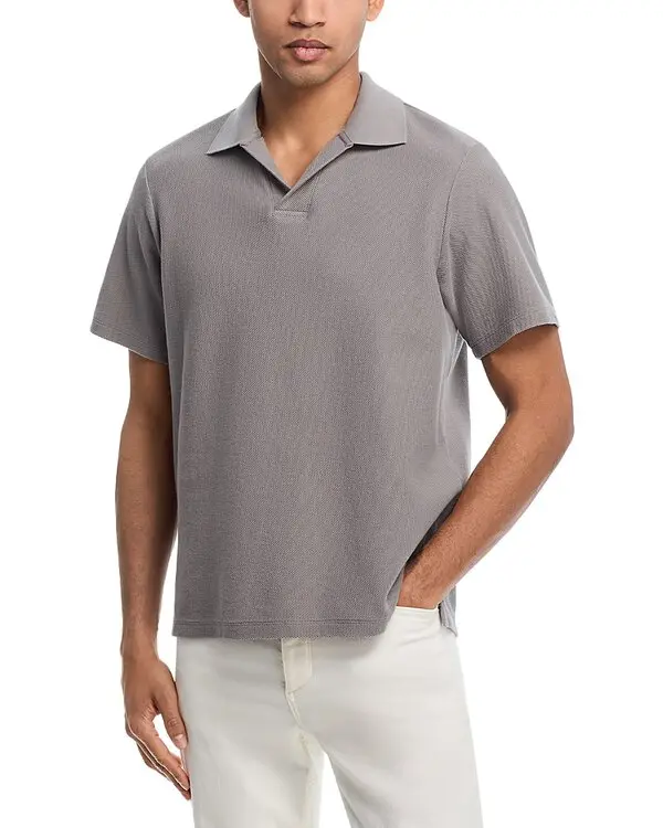 FRAME Jacquard Short Sleeve Open Collar Polo Shirt - Storm Gray