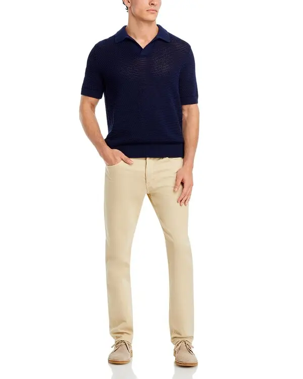 FRAME Mesh Short Sleeve Open Collar Polo Sweater