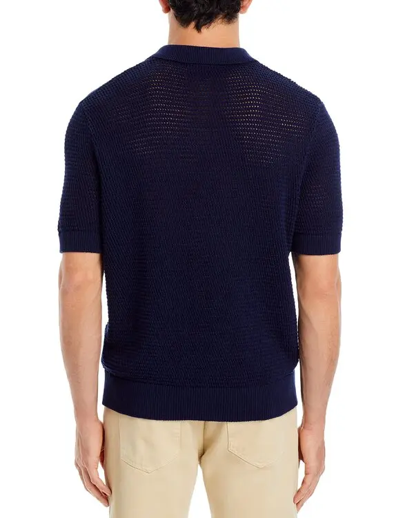 FRAME Mesh Short Sleeve Open Collar Polo Sweater