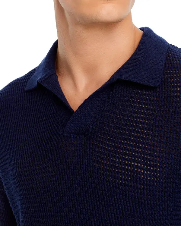 FRAME Mesh Short Sleeve Open Collar Polo Sweater