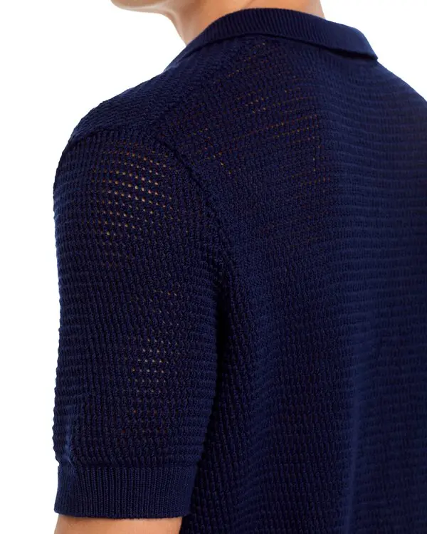 FRAME Mesh Short Sleeve Open Collar Polo Sweater