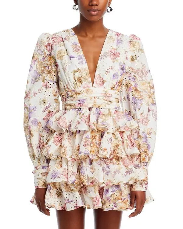 floret mini dress LEO LIN Floret Strapless Floral Applique Mini Dress