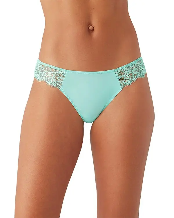 Wacoal B. Tempt'd It's On Lace Trim Thong - Cabbage