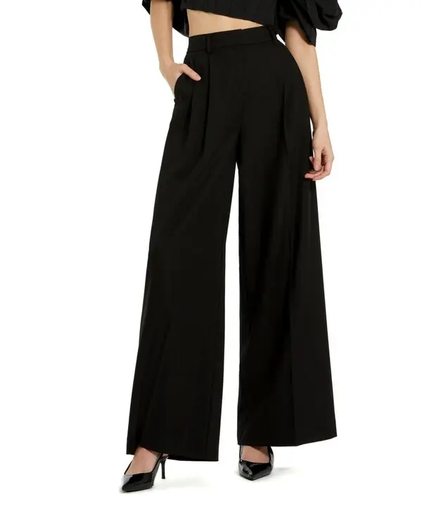 Mac Duggal Classic Crepe Wide Leg Trousers - Black