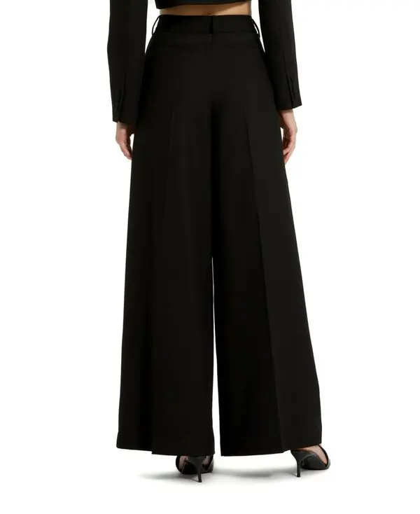 Mac Duggal Classic Crepe Wide Leg Trousers - Black