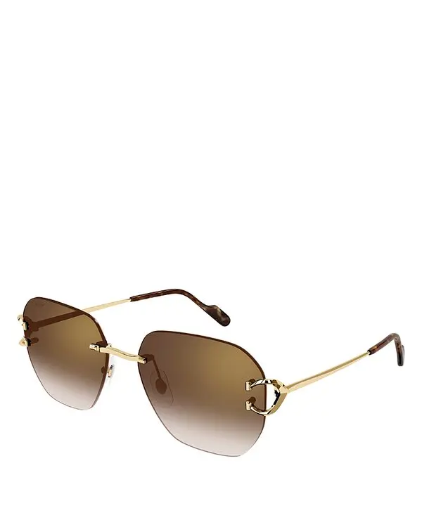Cartier Signature C Square Sunglasses - Gold/brown Gradient