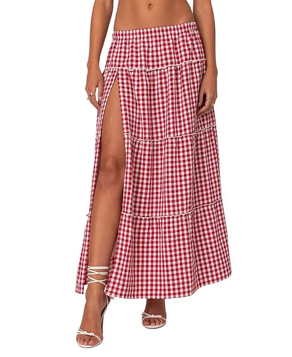 EDIKTED Gingham Maxi Skirt