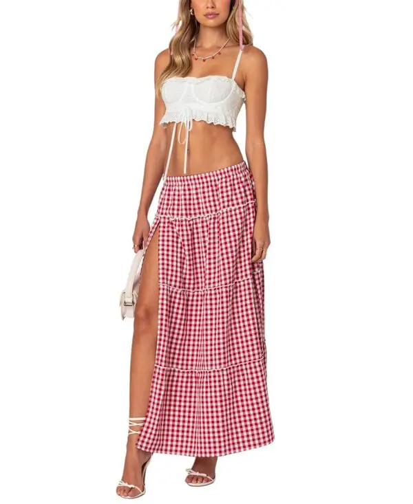 EDIKTED Gingham Maxi Skirt