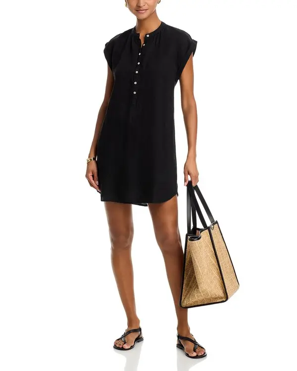 Bella Dahl Linen Cap Sleeve Henley Mini Dress