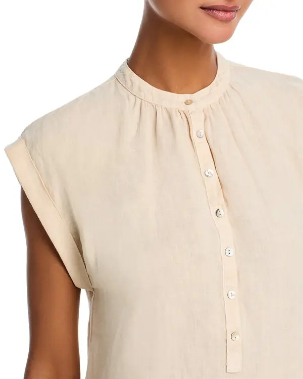 Bella Dahl Linen Cap Sleeve Henley Mini Dress