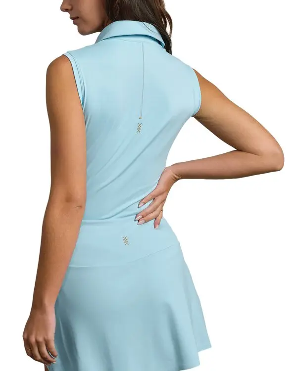 RHONE Course To Court Sleeveless Polo - Pool Blue