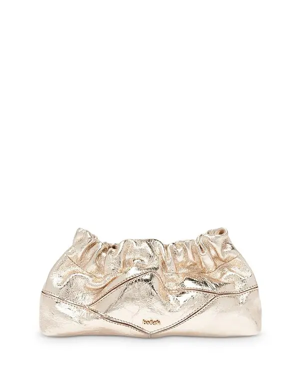 Ba&sh Ruched Metallic Leather Clutch