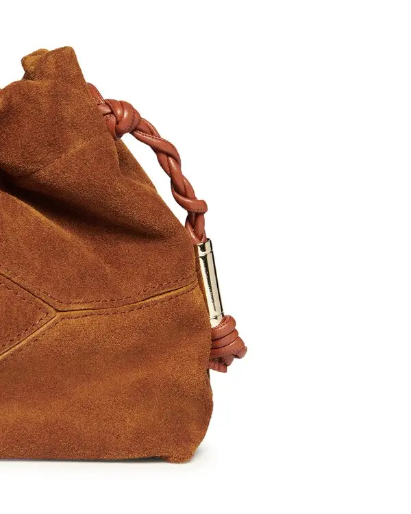 Ba&sh June Small Suede Clutch - Cognac