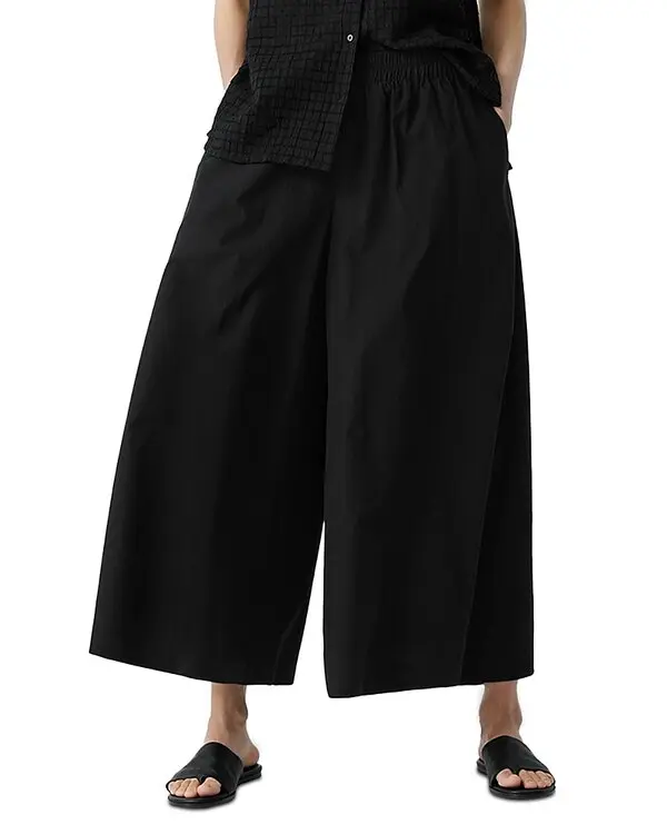 Eileen Fisher Cotton Cropped Wide Leg Pants