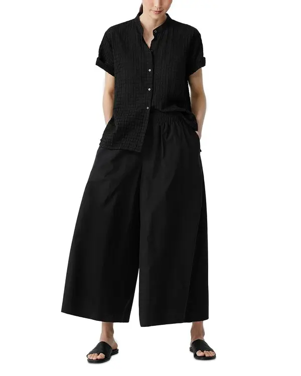 Eileen Fisher Cotton Cropped Wide Leg Pants