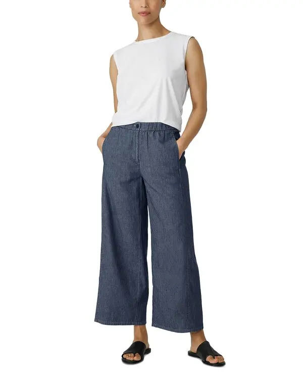 Eileen Fisher Cotton Wide Leg Ankle Pants
