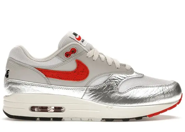 Nike Air Max 1 Prm Se Hot Sauce Sneakers - White/chile Red/metallic Silver