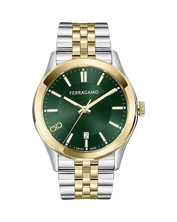 FERRAGAMO Classic Watch, 42mm - Green/two-tone