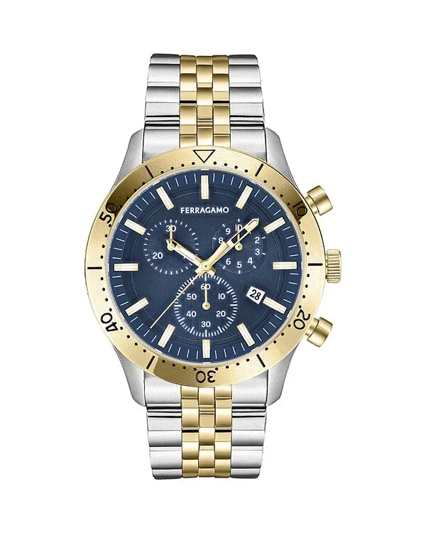 FERRAGAMO Chronograph Watch, 43mm - Blue/two-tone