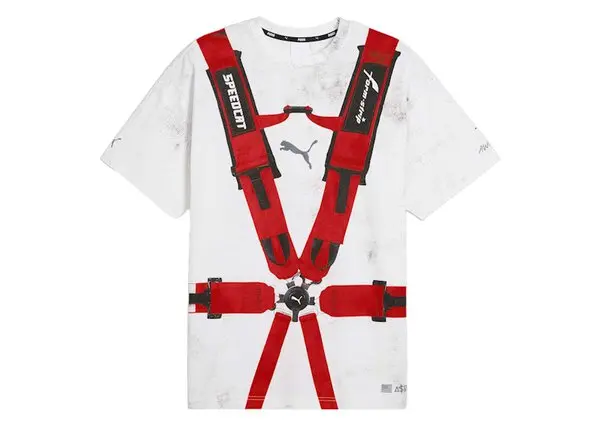 PUMA X A$ap Rocky Seatbelt Tee Shirt - White/rosso Corsa