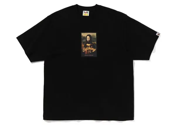A BATHING APE Art Print Relaxed Fit Tee Shirt - Black