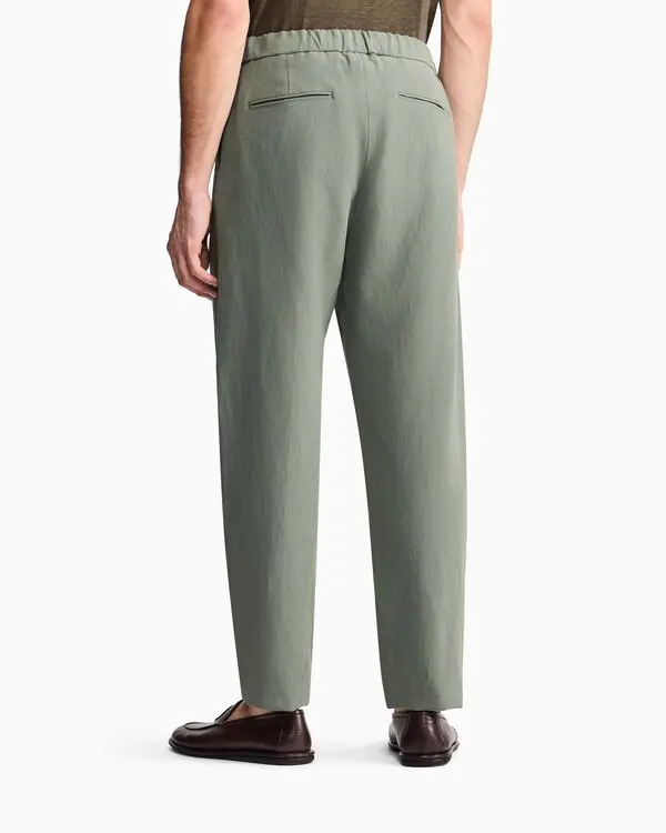 Giorgio Armani Single-pleat Linen-canvas Trousers - Green