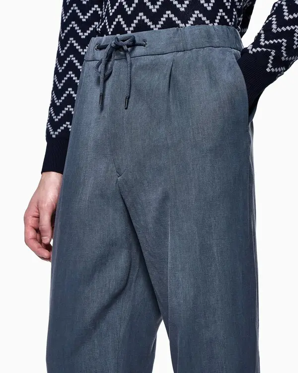 Giorgio Armani Single-pleat Linen-canvas Trousers - Grey