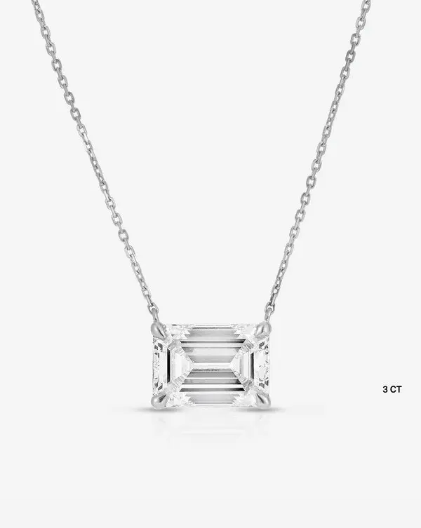 Ring Concierge Emerald-cut Lab-grown Diamond Necklace In 14k White Gold - One-color