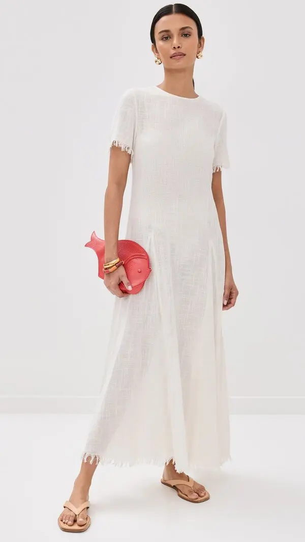 Staud Le Havre Gauze Dress - Buttercream