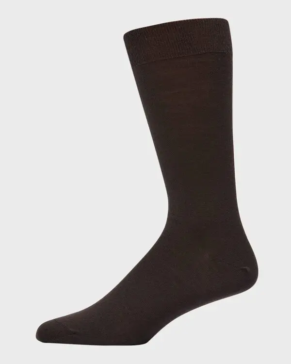 BRESCIANI Knit Crew Socks - Brown Pattern