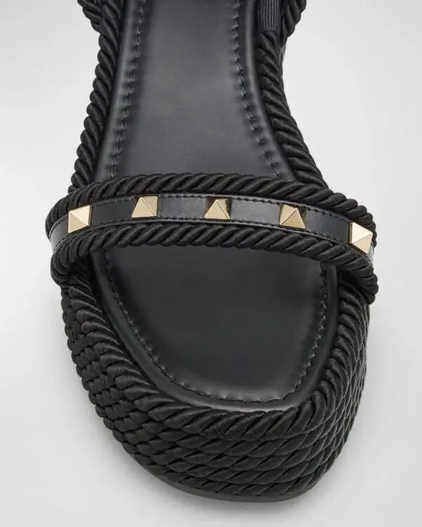 Valentino Garavani Rockstud Espadrille Sandals - Nero