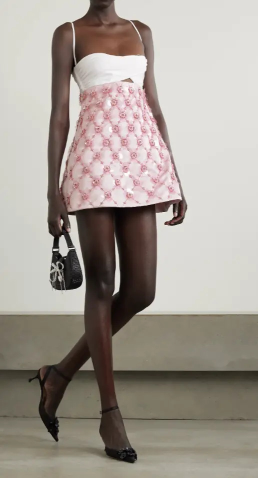 des phemmes pink dress Des Phemmes Sleeveless Ruched Sequin Mini Dress, White Lipstick, Women's, 40 IT (4 US), Cocktail & Party Wedding Guest Dresses Sequined Dresses