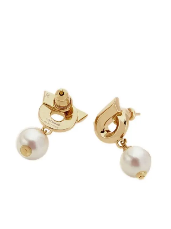 FERRAGAMO Faux-pearl Gancini Earrings - Gold