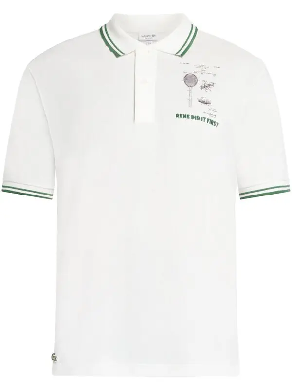 Lacoste Slogan-embroidered Cotton Polo Shirt - White