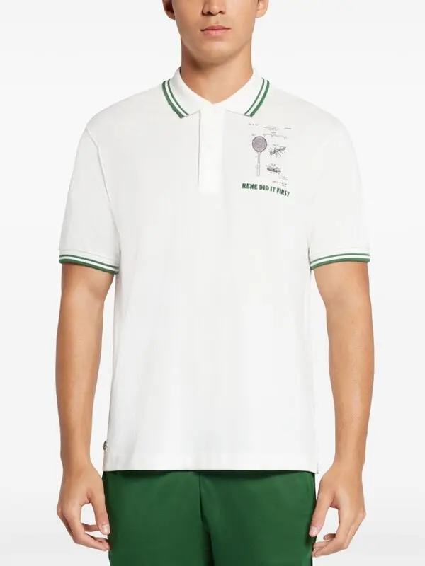 Lacoste Slogan-embroidered Cotton Polo Shirt