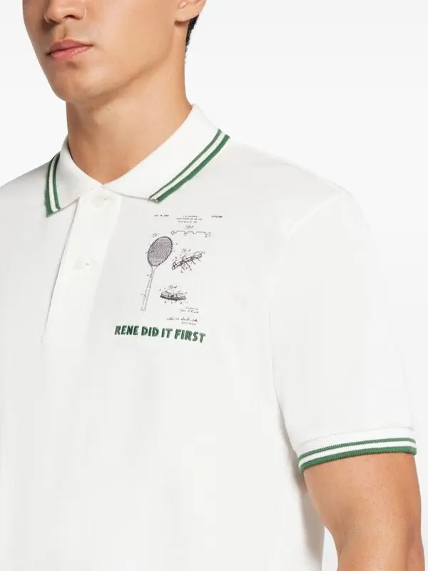 Lacoste Slogan-embroidered Cotton Polo Shirt