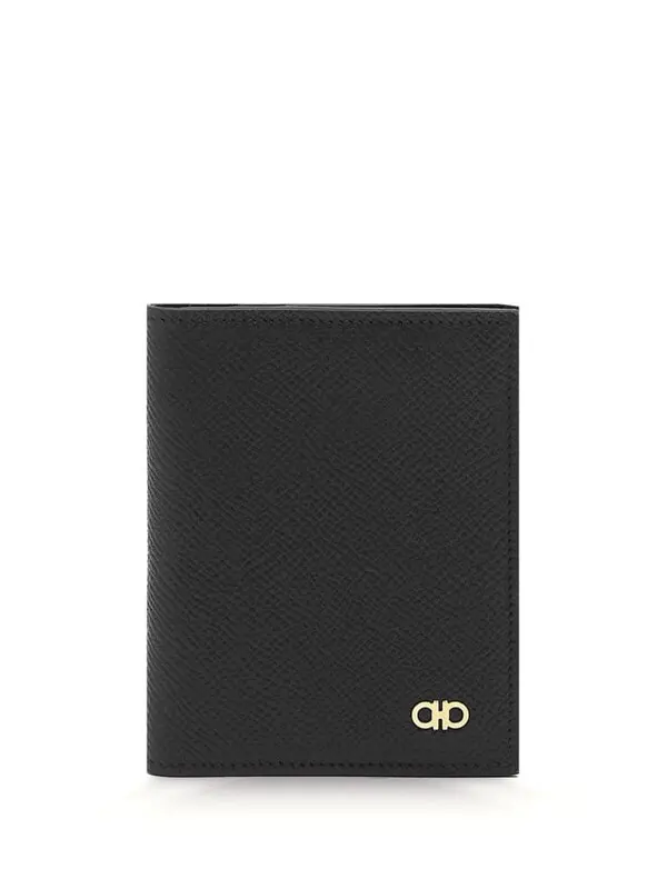 FERRAGAMO Gancini-plaque Leather Card Holder - Black