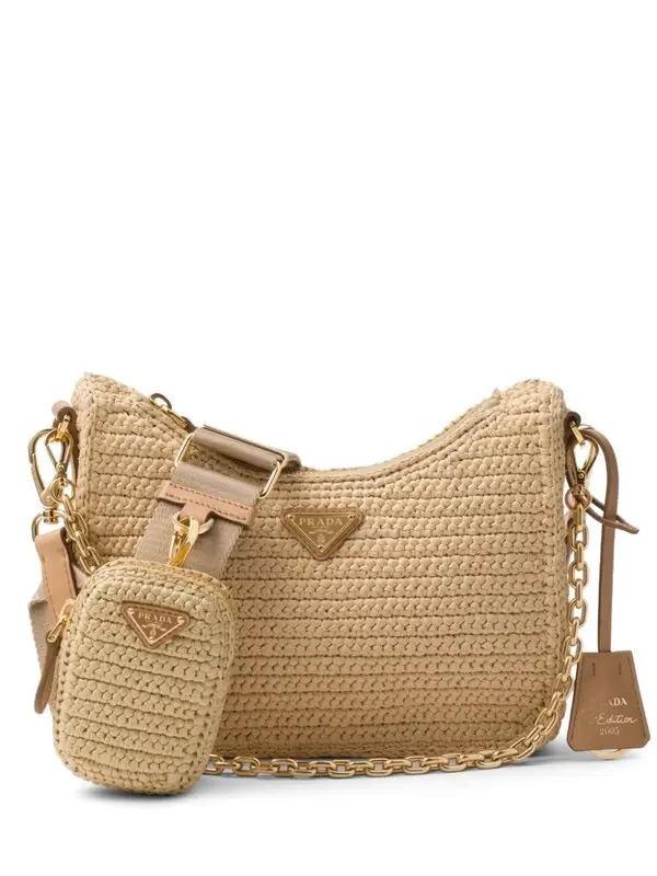 Prada Re-edition 2005 Crochet-knit Shoulder Bag - Neutrals