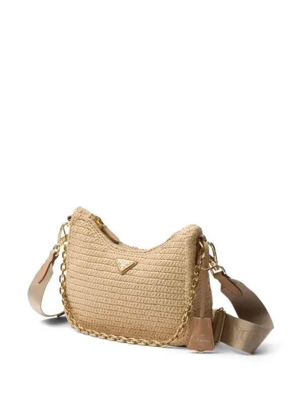 Prada Re-edition 2005 Crochet-knit Shoulder Bag - Neutrals