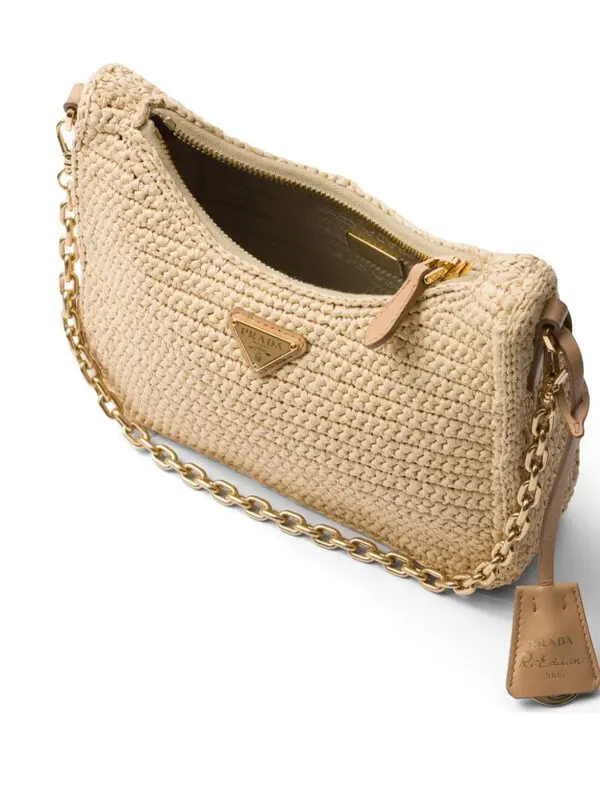 Prada Re-edition 2005 Crochet-knit Shoulder Bag - Neutrals