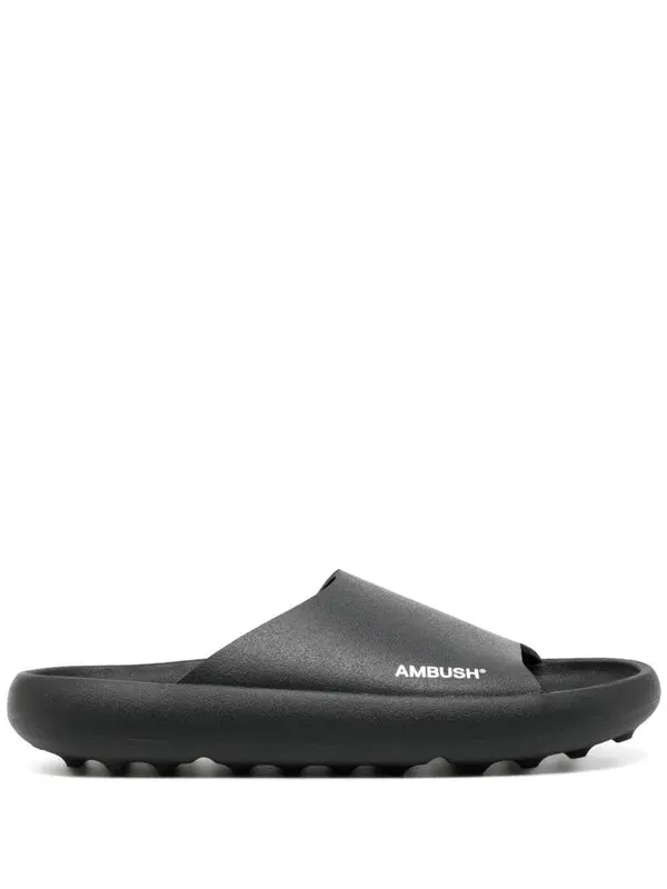 AMBUSH Logo-print Ridged-sole Slides - Black