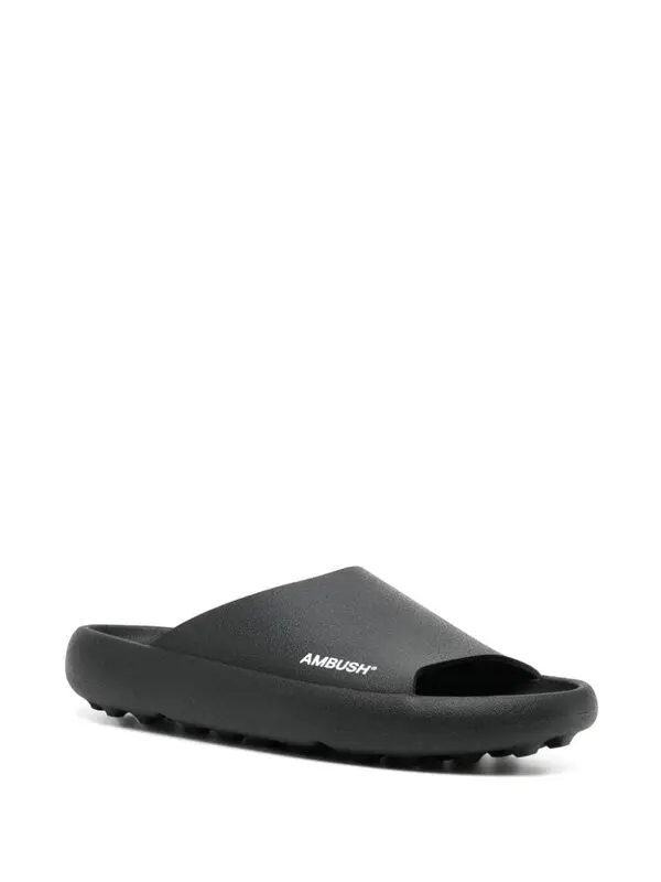 AMBUSH Logo-print Ridged-sole Slides - Black