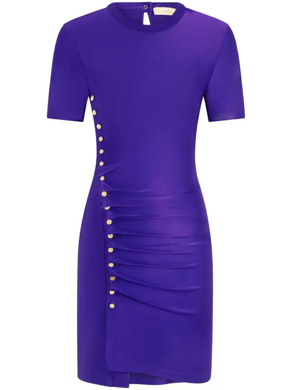 Rabanne Drapé Pression Mini Dress - Purple