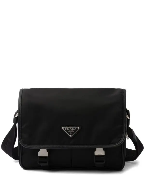 Prada Logo Appliqué Re-nylon Shoulder Bag - Black