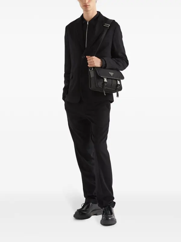Prada Logo Appliqué Re-nylon Shoulder Bag - Black