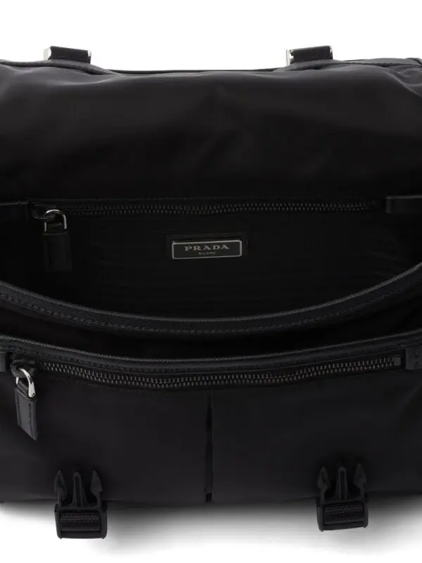 Prada Logo Appliqué Re-nylon Shoulder Bag - Black